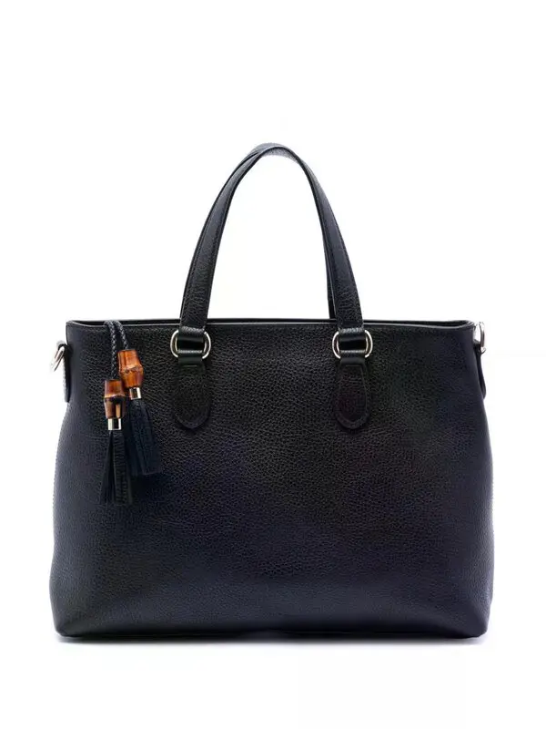 Gucci Calfskin Bamboo Tassel Satchel - Black