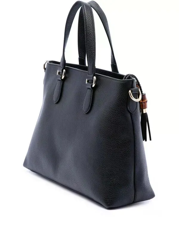 Gucci Calfskin Bamboo Tassel Satchel - Black