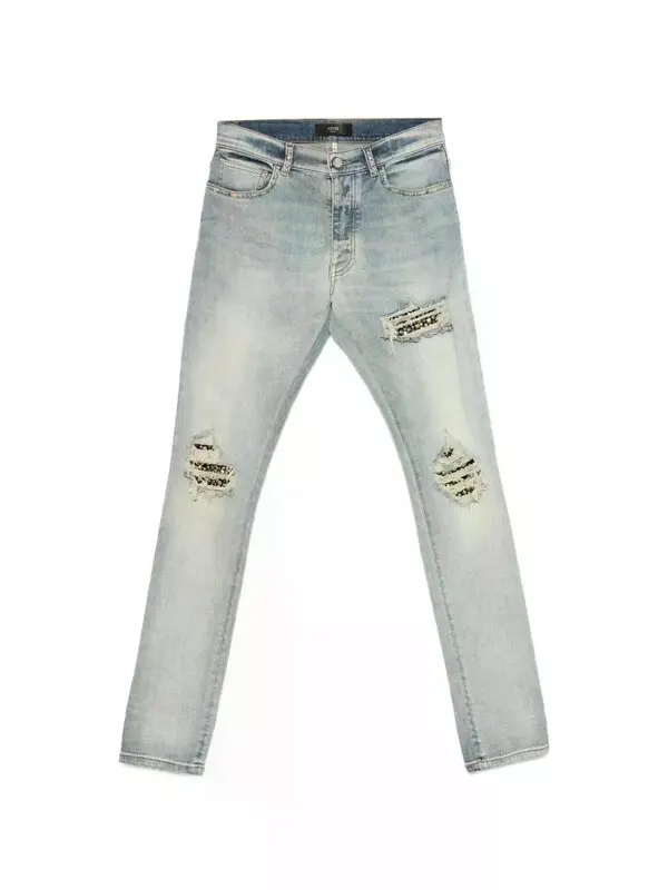 Amiri Stud-embellished Distressed Jeans