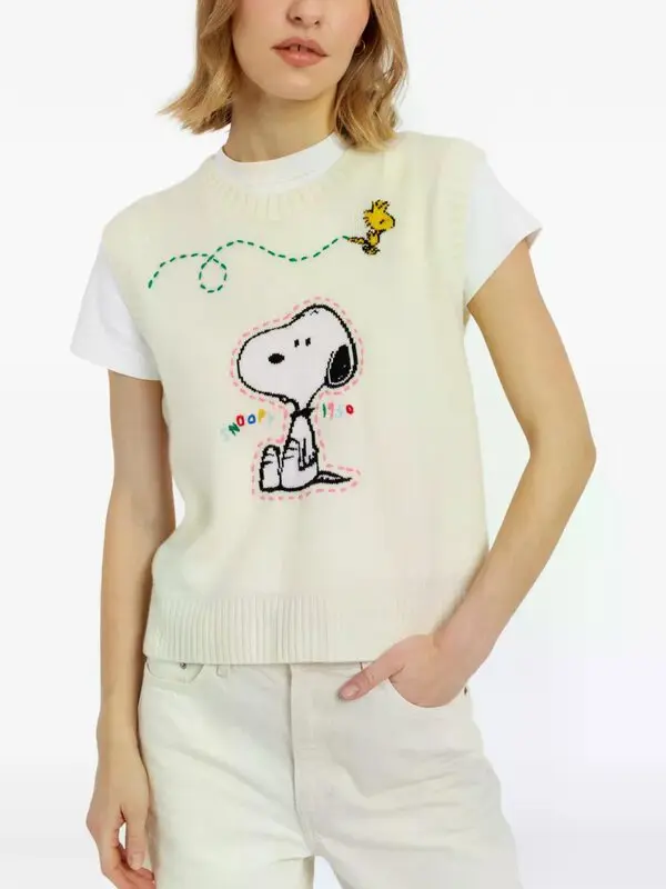 Chinti & Parker Snoopy Intarsia-knit Sweater Vest - Neutrals