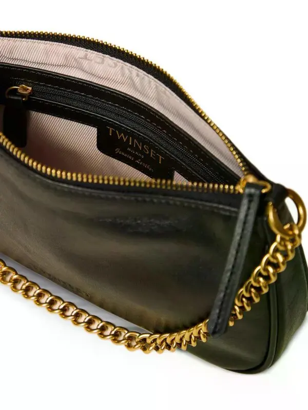 TWINSET Leather Shoulder Bag With Chain Strap