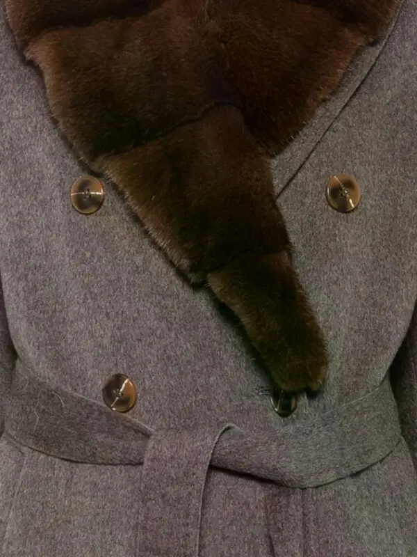 LISKA Fur-trim Double-breasted Coat