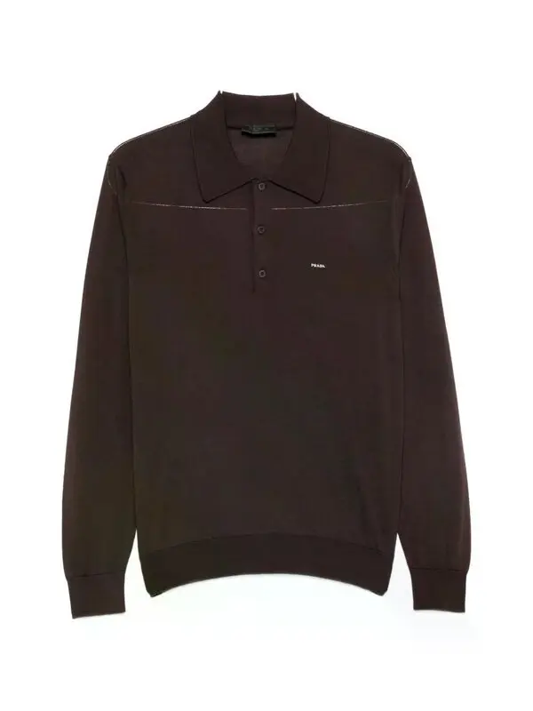 Prada Logo-embroidered Knitted Polo Shirt