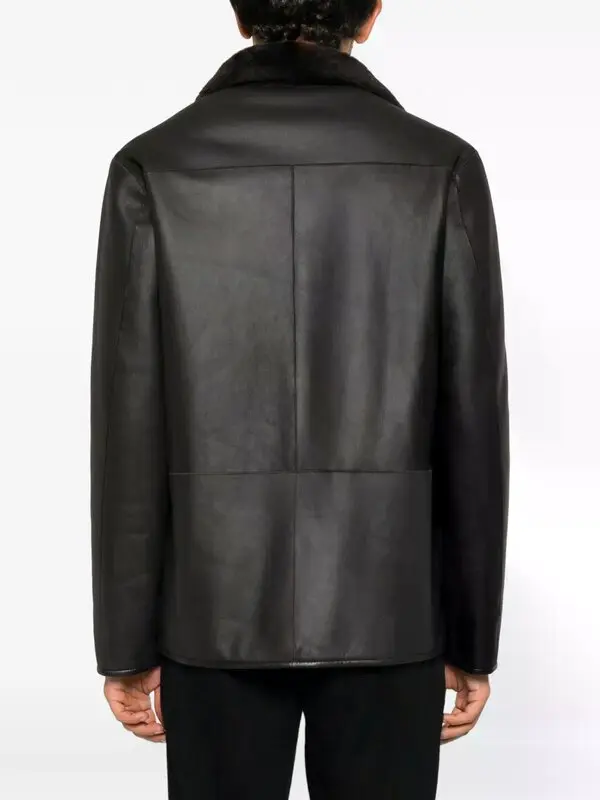 MANZONI 24 Leather Shearling Collar Jacket