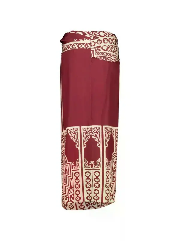 Johanna Ortiz Knot-detail Geometric Print Silk Skirt