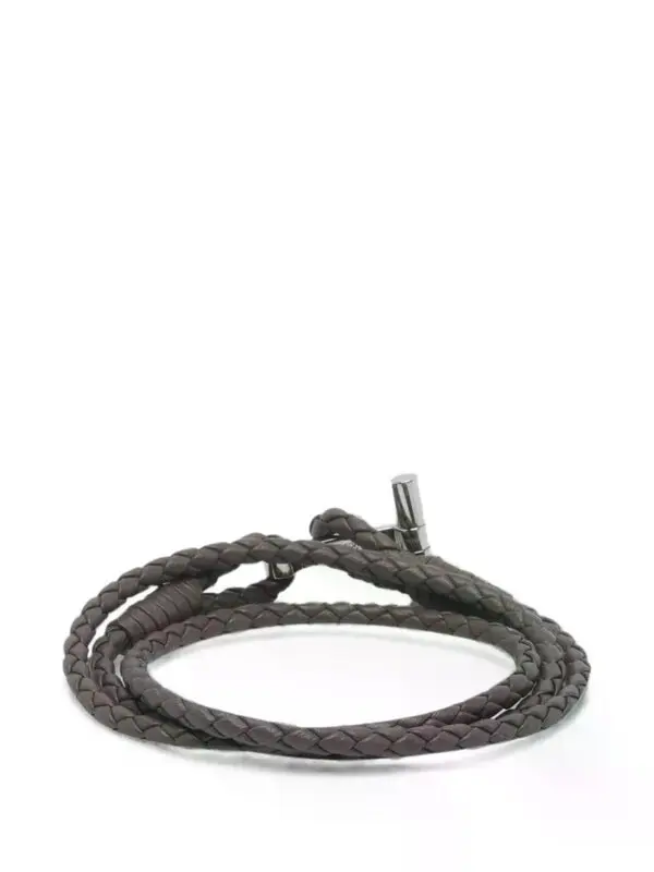 TOM FORD Braided Leather Bracelet With Silver-tone Hardware