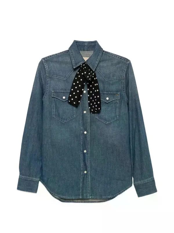 Valentino Garavani Vlogo Polka Dot Pussy-bow Shirt - Blue