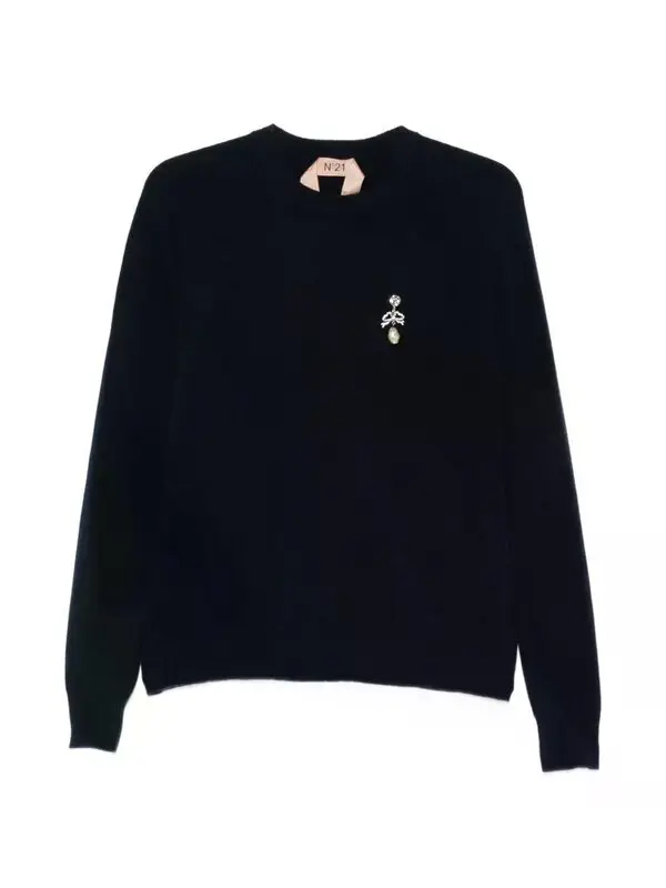 N°21 Crystal-embellished Raglan-sleeve Sweater