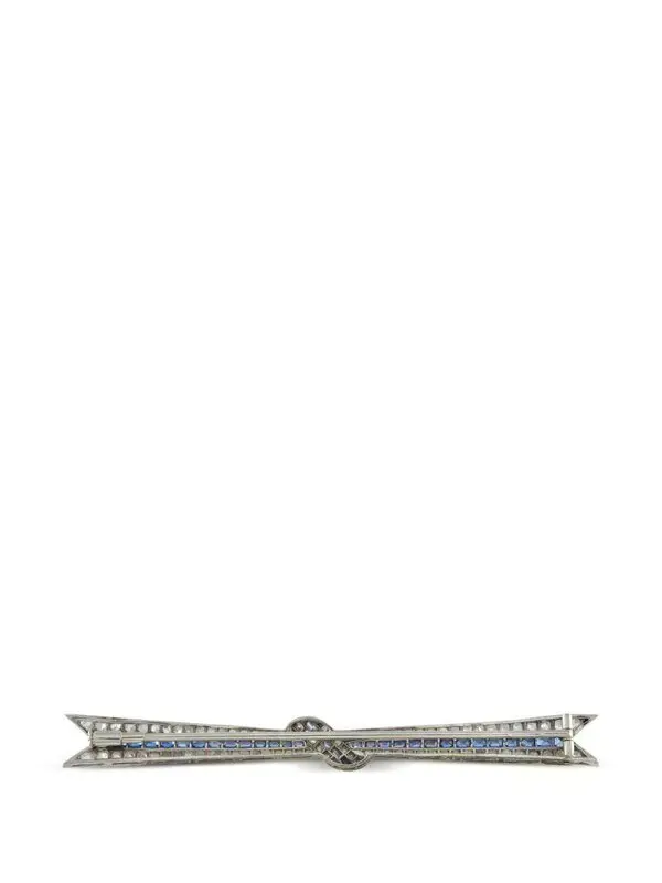 LB EXCLUSIVE Diamond And Sapphire Bow Brooch In 18k White Gold