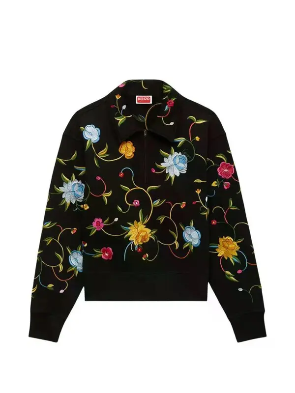Kenzo Wildflower" Embroidered Half-zip Sweatshirt
