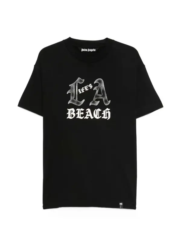 Palm Angels Life's A Beach Graphic-print T-shirt - Black