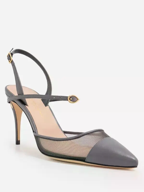Jennifer Chamandi Vittorio Mesh-panel Slingback Pumps