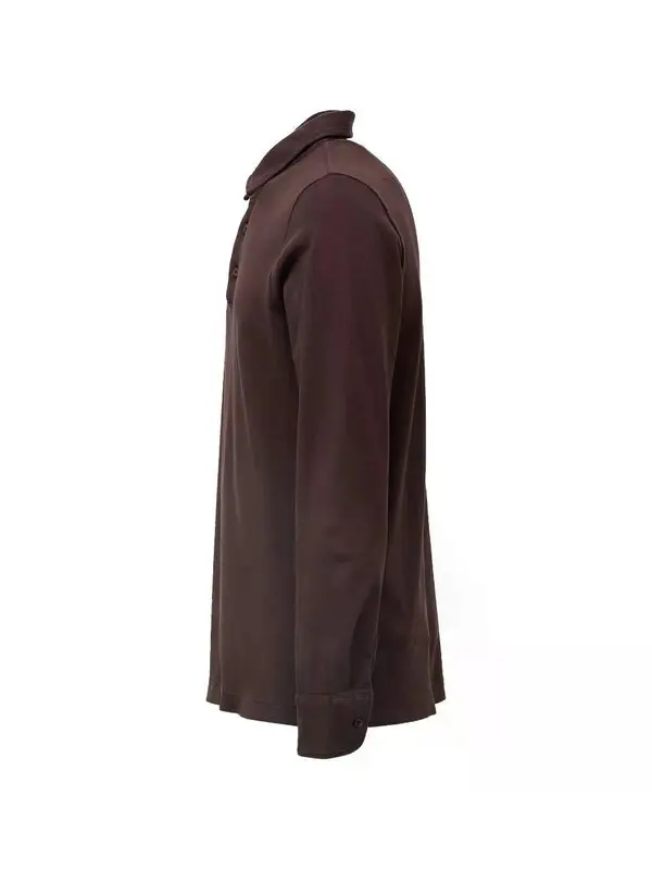 ZANONE Long-sleeve Button-cuff Polo Shirt - Brown