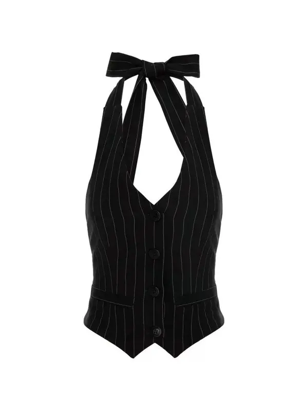 HAMZA Striped Halterneck Vest