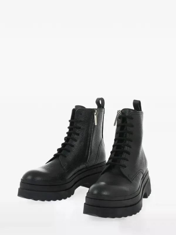 Valentino Garavani Hammered Leather Lace-up Ankle Boots