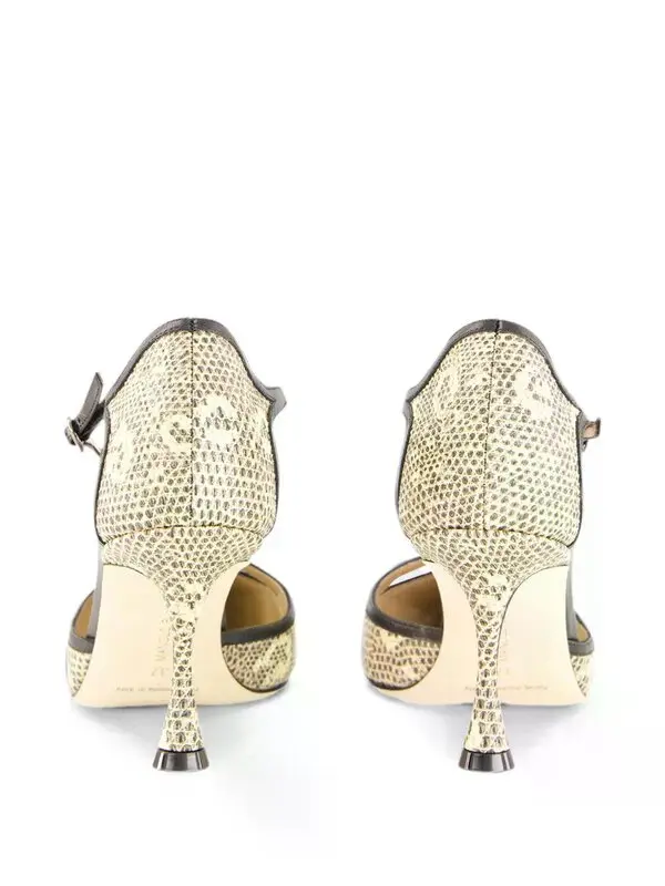 Manolo Blahnik Snakeskin-effect Leather T-bar Pumps