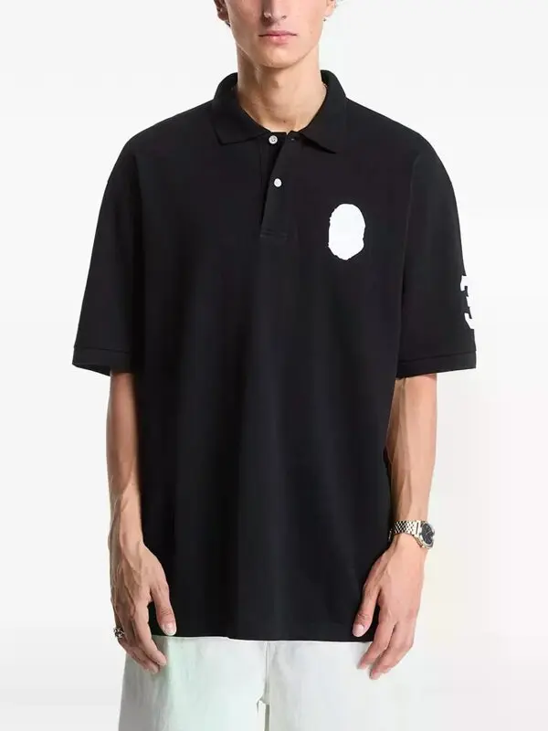 A BATHING APE Relaxed Fit Piqué Polo Shirt With Ape Head Appliqu