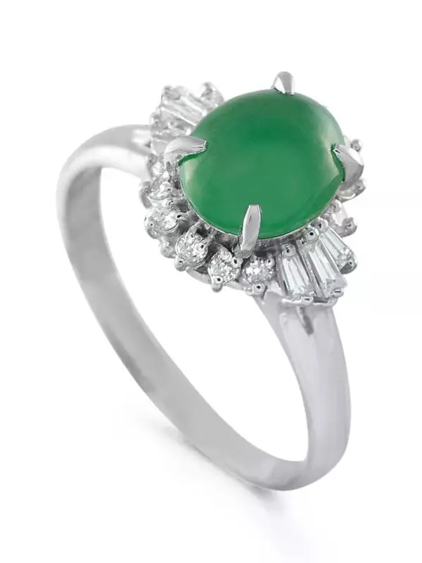LB EXCLUSIVE Platinum Jadeite And Diamond Ring - Silver