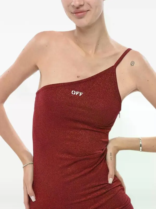 Off-White One-shoulder Logo-print Midi Dress