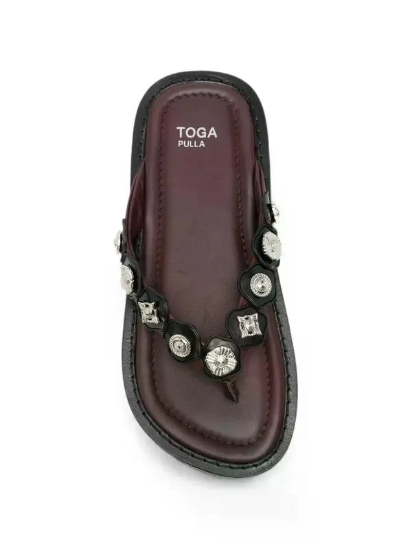 Toga Embellished Leather Sandals