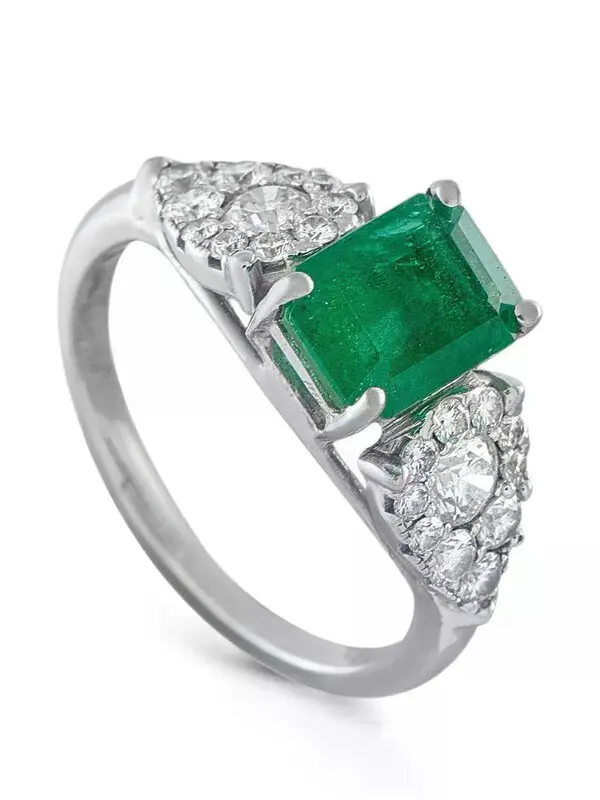 LB EXCLUSIVE Embellished Emerald And Diamond Ring - Silver