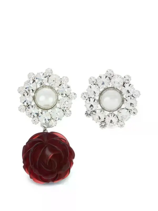 Magda Butrym Crystal And Resin Rose Earrings - Silver