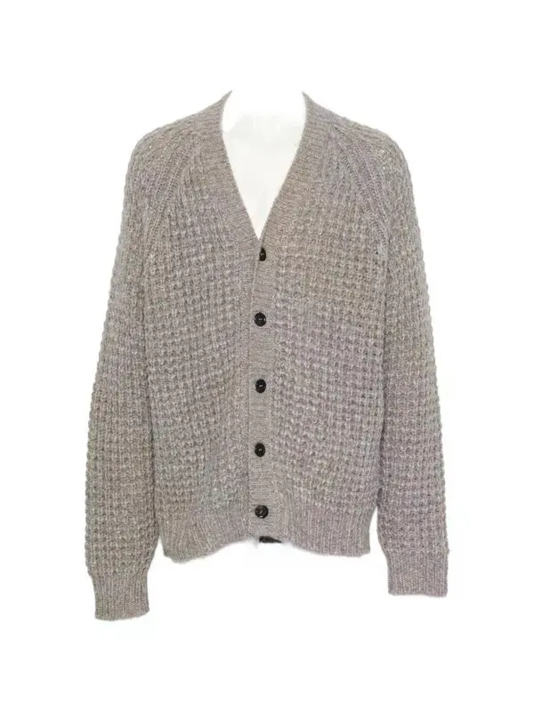 ROBERTO COLLINA V-neck Waffle Knit Cardigan