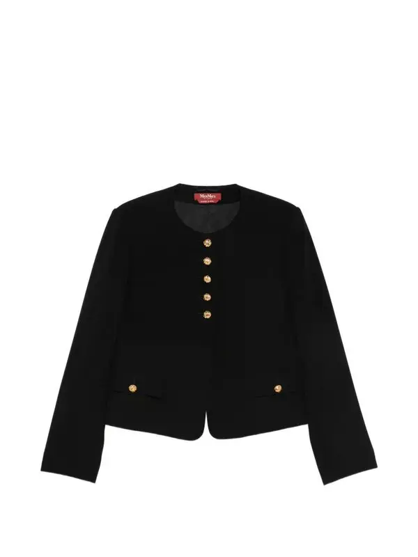 Max Mara Collarless Button-up Jacket - Black