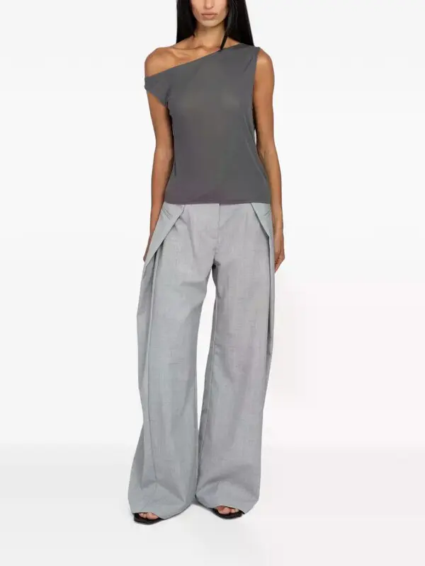 ST. AGNI Asymmetrical Fine-jersey Top - Grey