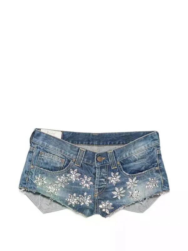 DONDUP 2000s Crystal-embellished Denim Shorts - Blue