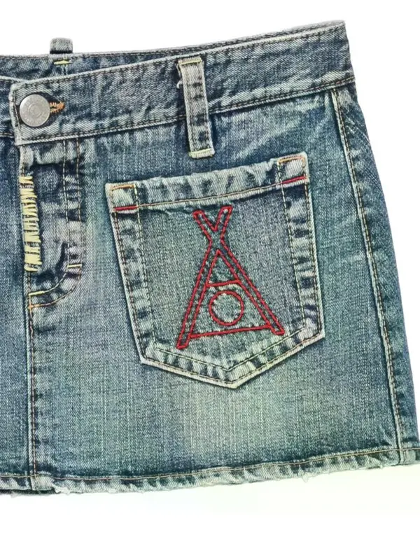 Dsquared2 Denim Mini Skirt With Embellished Pockets