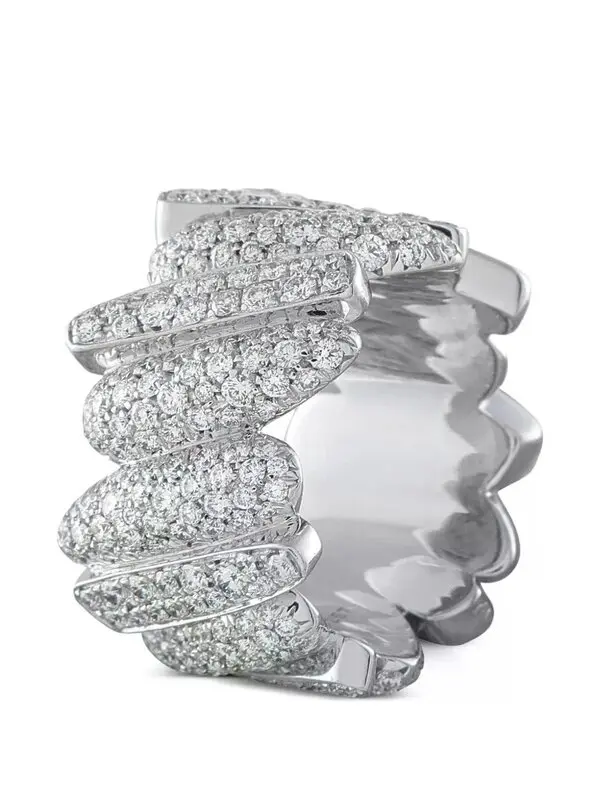 FRED OF PARIS Diamond Scalloped Crossover Ring