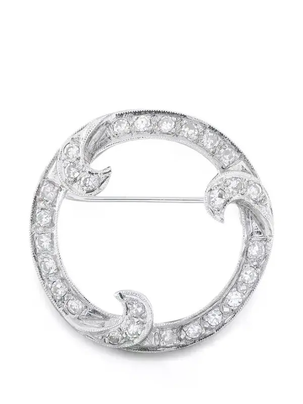 LB EXCLUSIVE 14k White Gold Diamond Open Circle Brooch - Silver