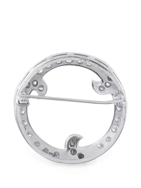 LB EXCLUSIVE 14k White Gold Diamond Open Circle Brooch