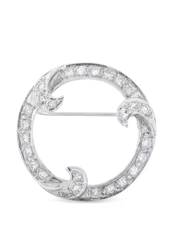LB EXCLUSIVE 14k White Gold Diamond Open Circle Brooch - Silver