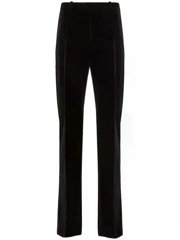 FERRAGAMO Pressed Crease Velvet Straight-leg Trousers - Black