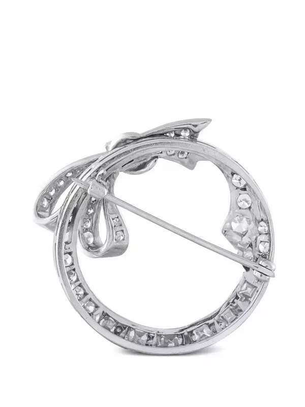 LB EXCLUSIVE 14k White Gold Diamond Bow Motif Brooch - Silver