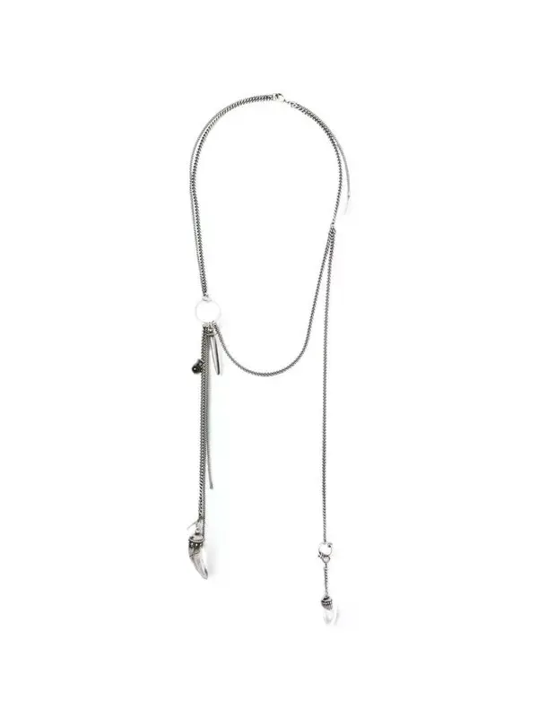 ANN DEMEULEMEESTER Tone Layered Necklace With Spike And Crystal Pendants - Silver