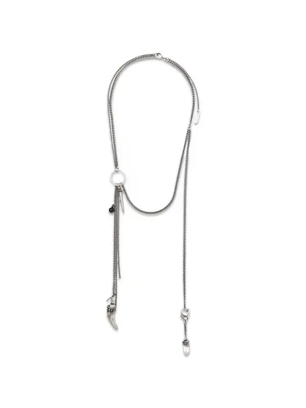 ANN DEMEULEMEESTER Tone Layered Necklace With Spike And Crystal Pendants - Silver