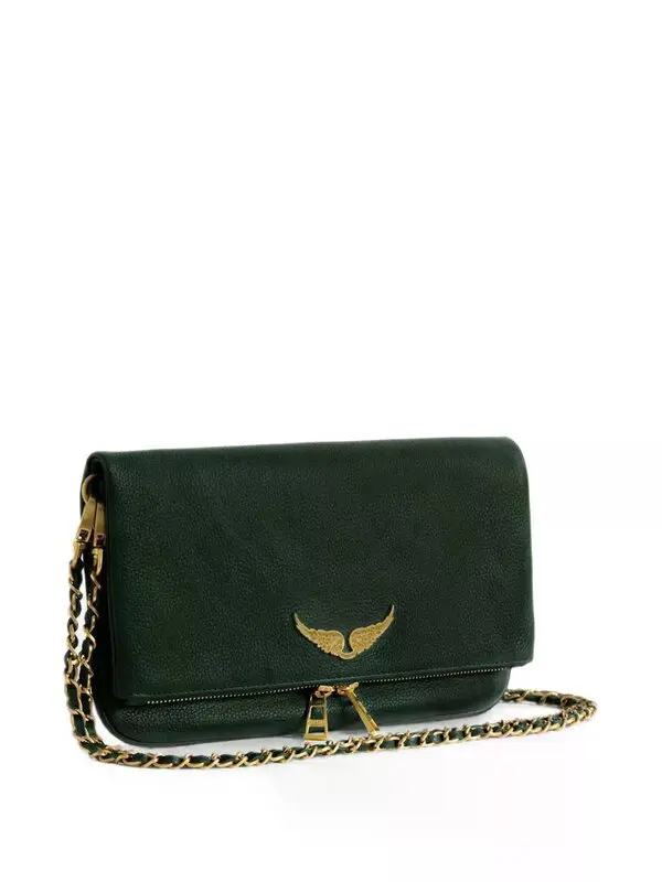 Zadig&Voltaire Grained Leather Rock Clutch With Embellished Wings