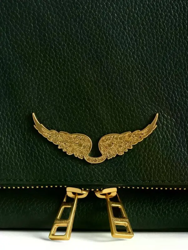 Zadig&Voltaire Grained Leather Rock Clutch With Embellished Wings