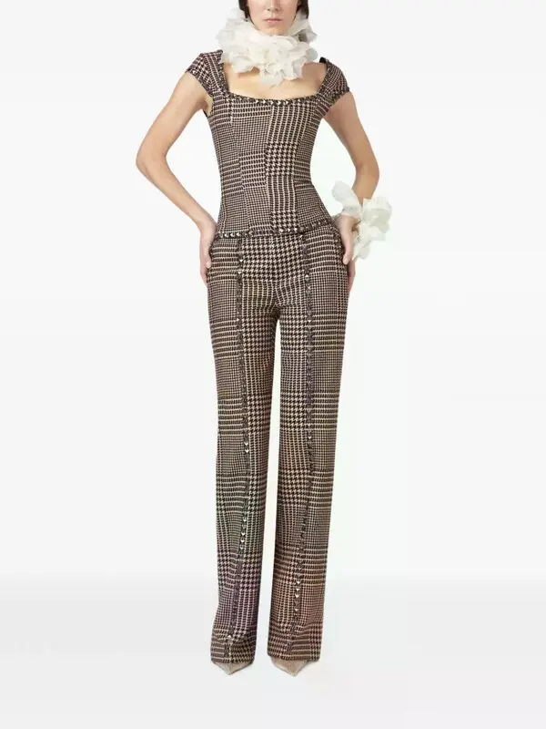 Giuseppe Di Morabito Houndstooth-pattern Stud-embellished Trousers