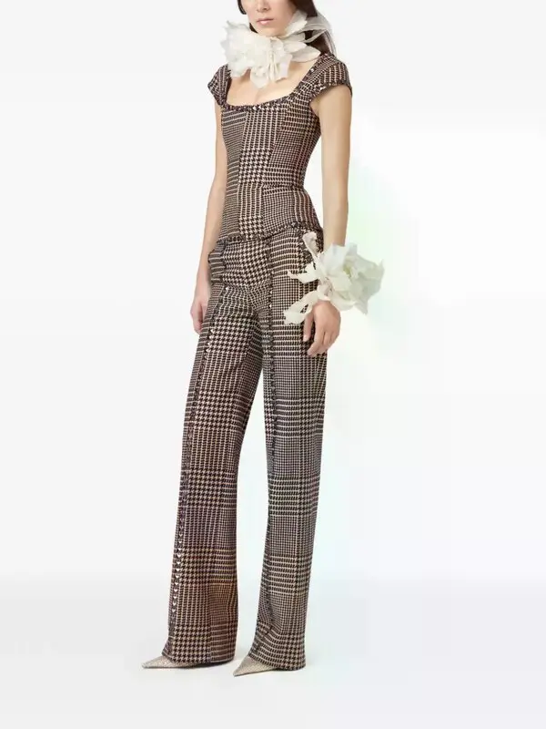 Giuseppe Di Morabito Houndstooth-pattern Stud-embellished Trousers