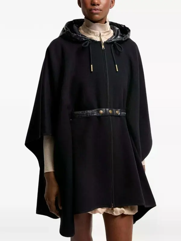 Moncler Hooded Belted Cape - Black