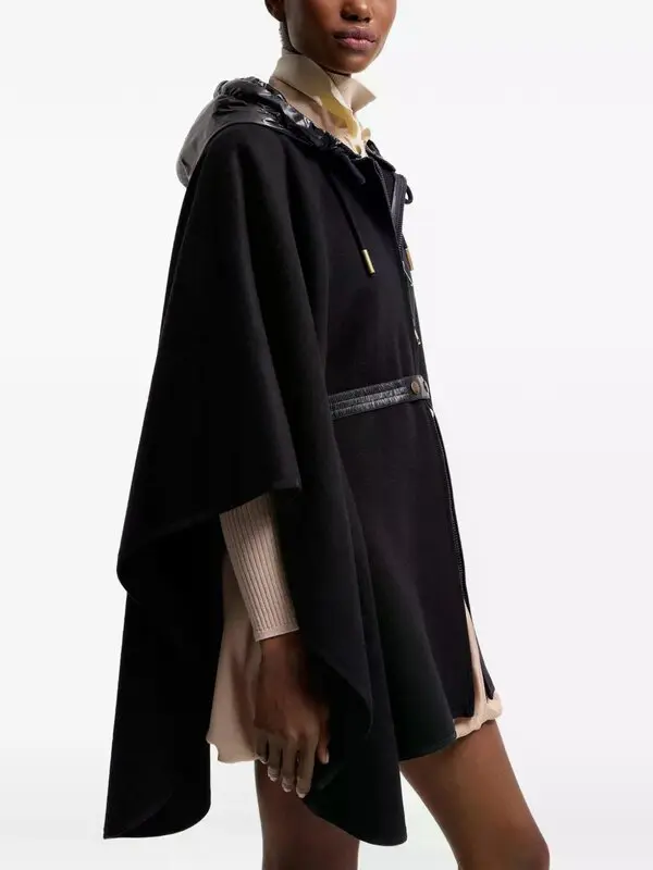 Moncler Hooded Belted Cape - Black