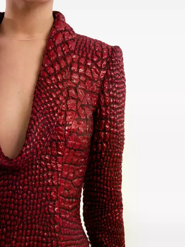 GEMY MAALOUF Croc-effect V-neck Gown