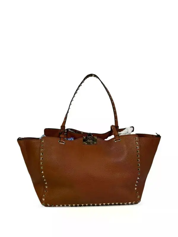Valentino Garavani 2010s Rockstud Trapeze Tote Bag - Brown
