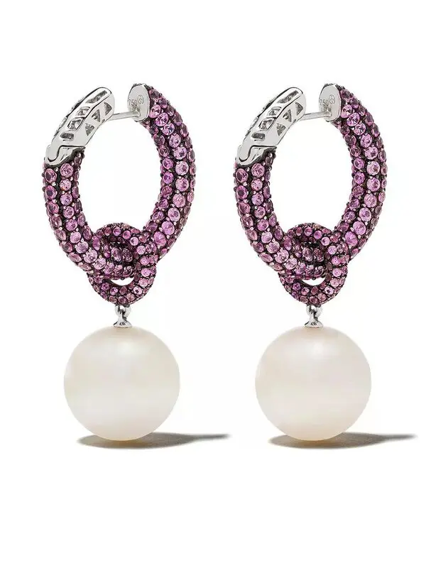 Yoko London 18kt White Gold South Sea Pearl And Pink Sapphire Earrings - 7