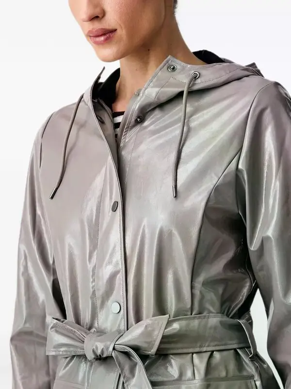 Rains Belted Hooded Jacket In Glossy Finish