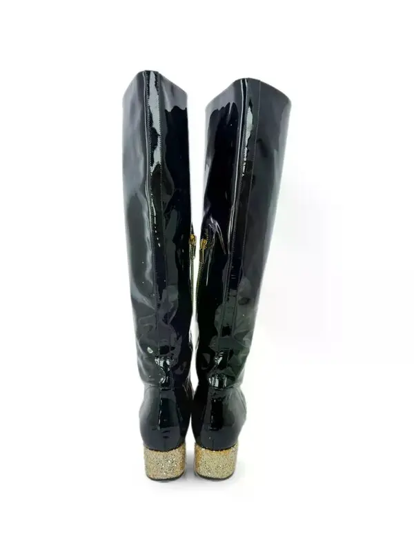 Saint Laurent Glitter Heel Knee-high Boots